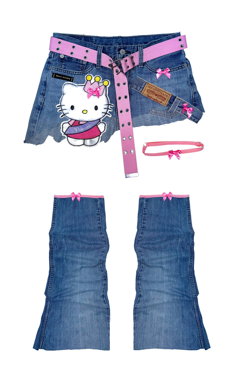 Denim Hello Kitty Skirt Leg Warmers Shay Kawaii Shaykawaii