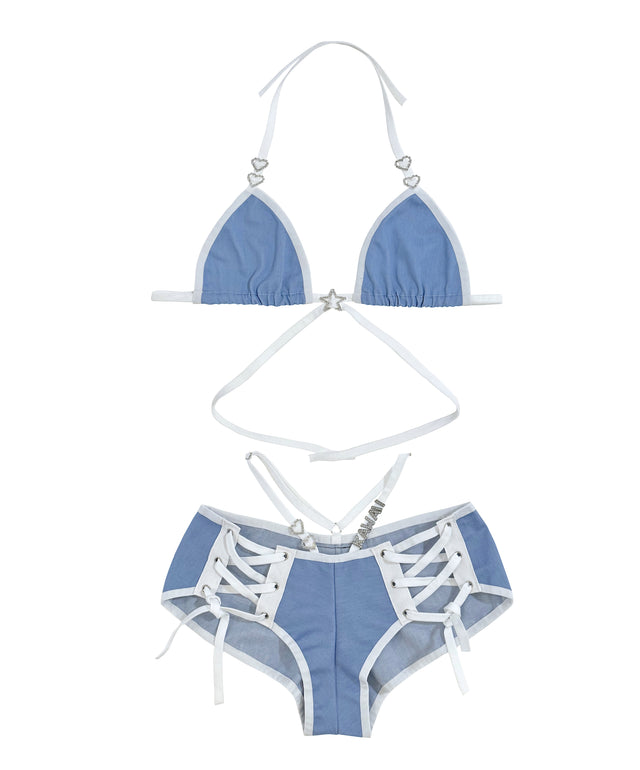 LILLY DENIM MINI SHORT SET – shaykawaii
