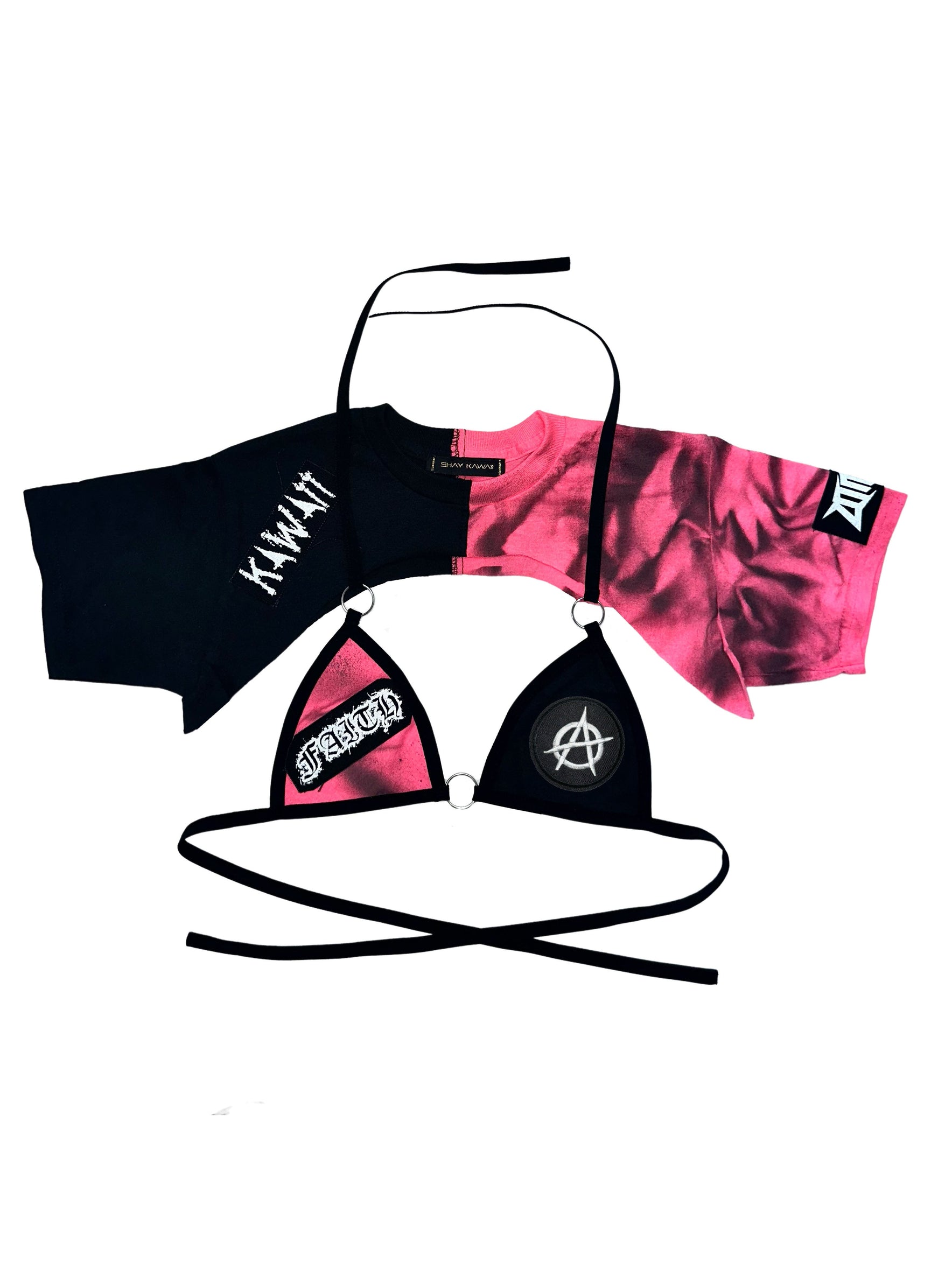 TWO TONE CROP TOP SET (ANARCHY) | Shay Kawaii – shaykawaii
