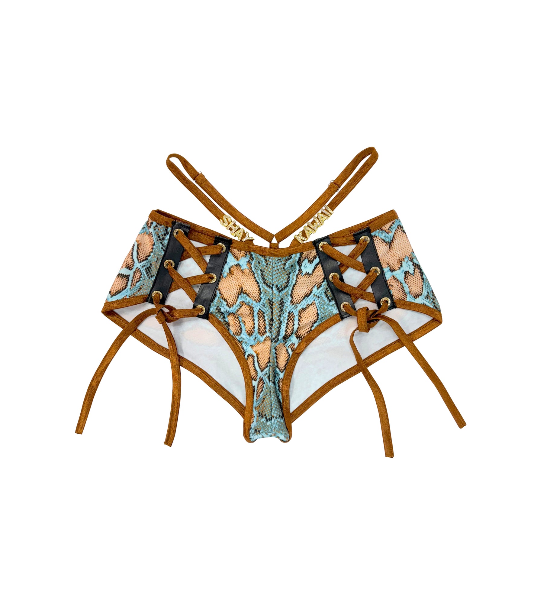 LILLY GOLD PYTHON MINI SHORT SET – shaykawaii