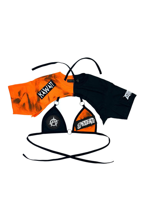 TWO TONE CROP TOP SET (ANARCHY) | Shay Kawaii – shaykawaii